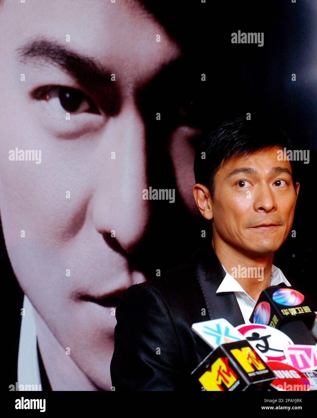 Hong Kong actor-singer Andy Lau attends a press conference to promote ...