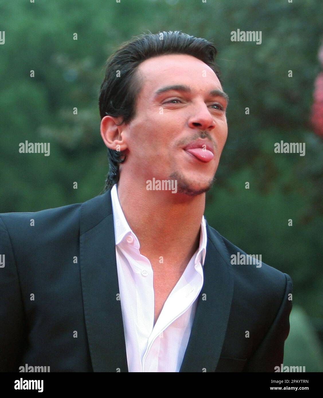 Actor Jonathan Rhys Meyers sticks his tongue out before the screening ...