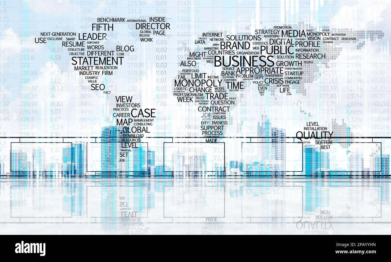 Concept of global communication and networking with world map over ...
