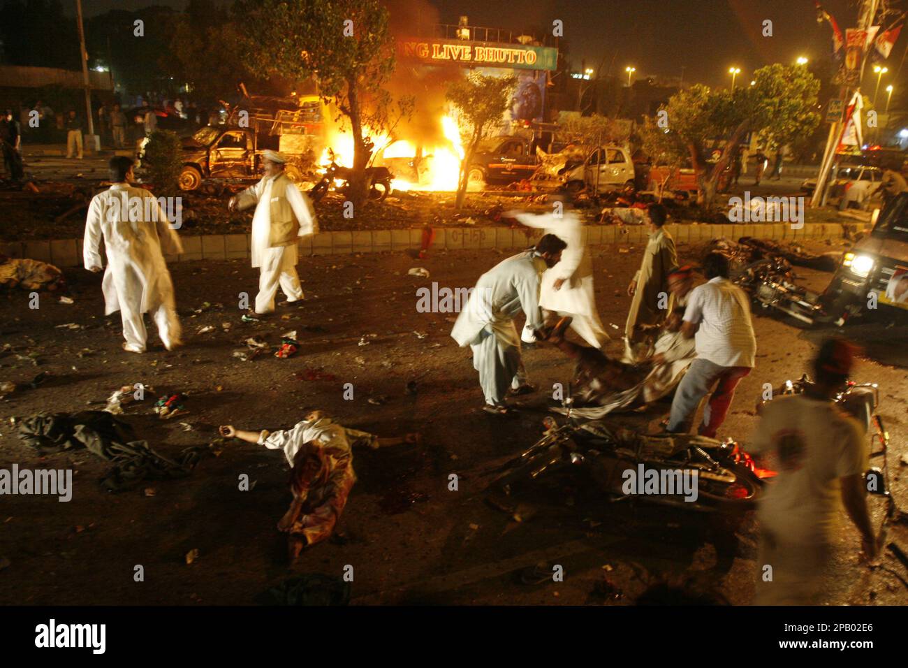 The scene of devastation caused by a bomb explosion at a procession of ...