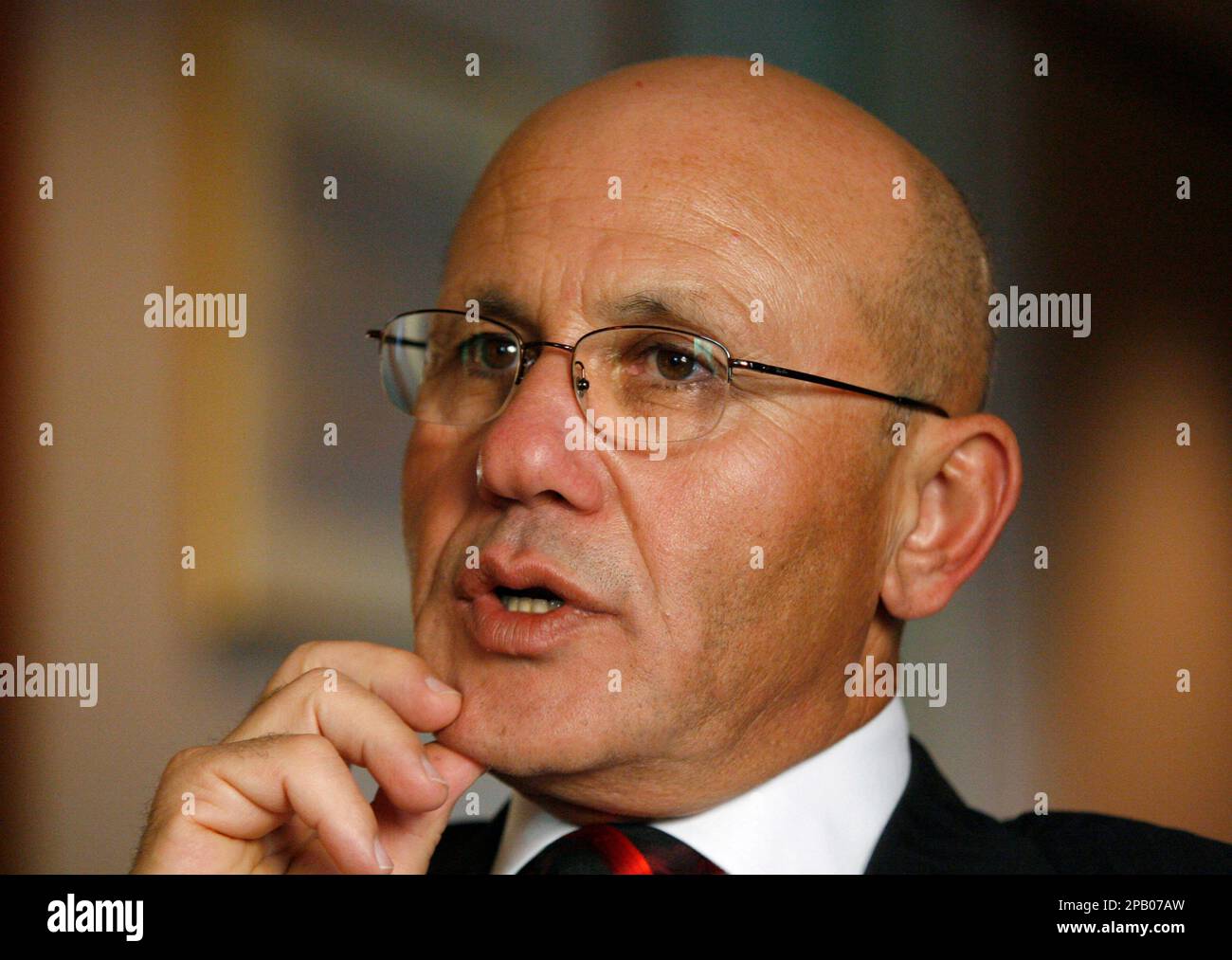 Turkish Cypriot leader Mehmet Ali Talat speaks during an interview in ...