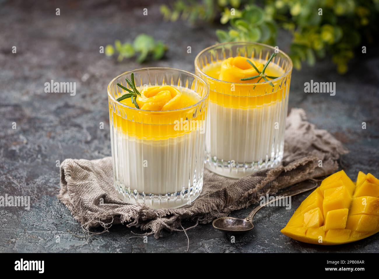 panna cotta with mango Stock Photo - Alamy