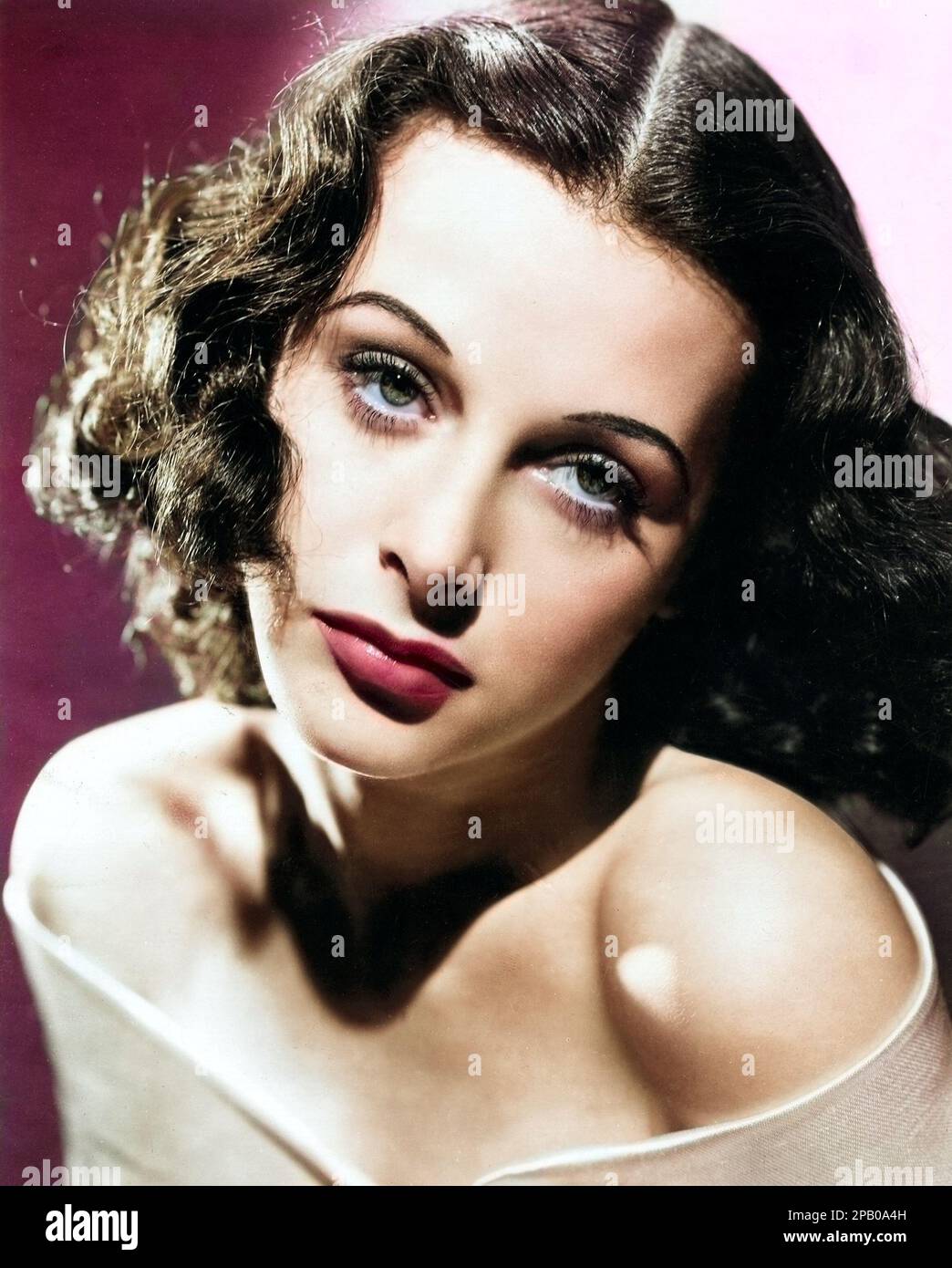 Hedy Lamarr (MGM, 1930s publicity photo) colorized Stock Photo - Alamy