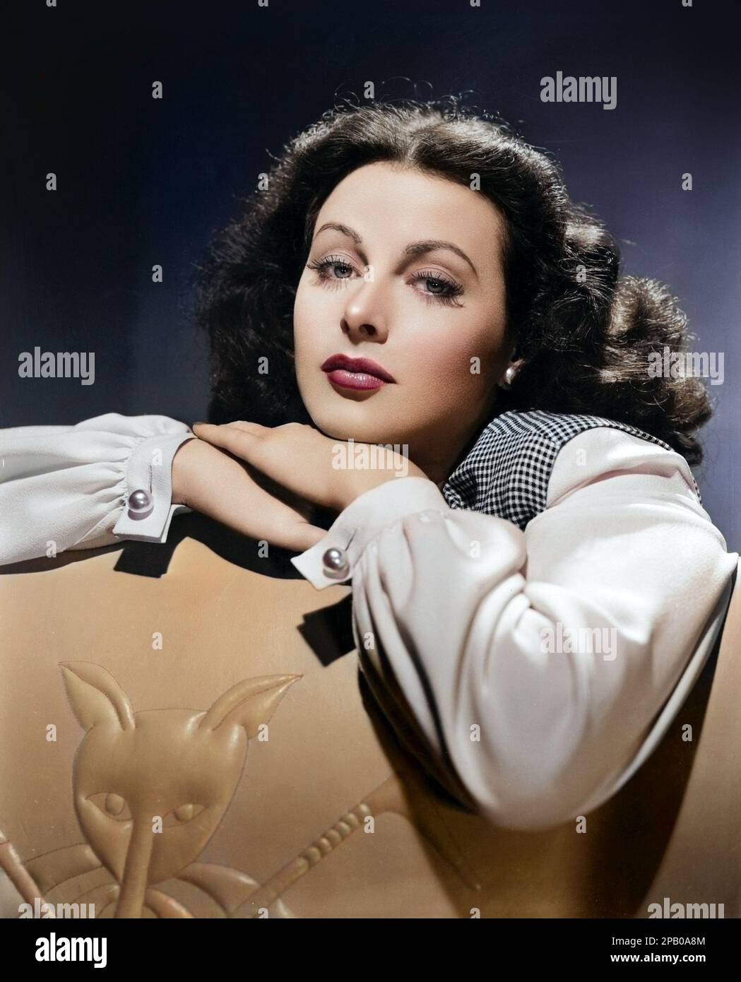Hollywood beauty Hedy Lamarr in "The Heavenly Body" (MGM, 1943) publicity photo colorized Stock ...