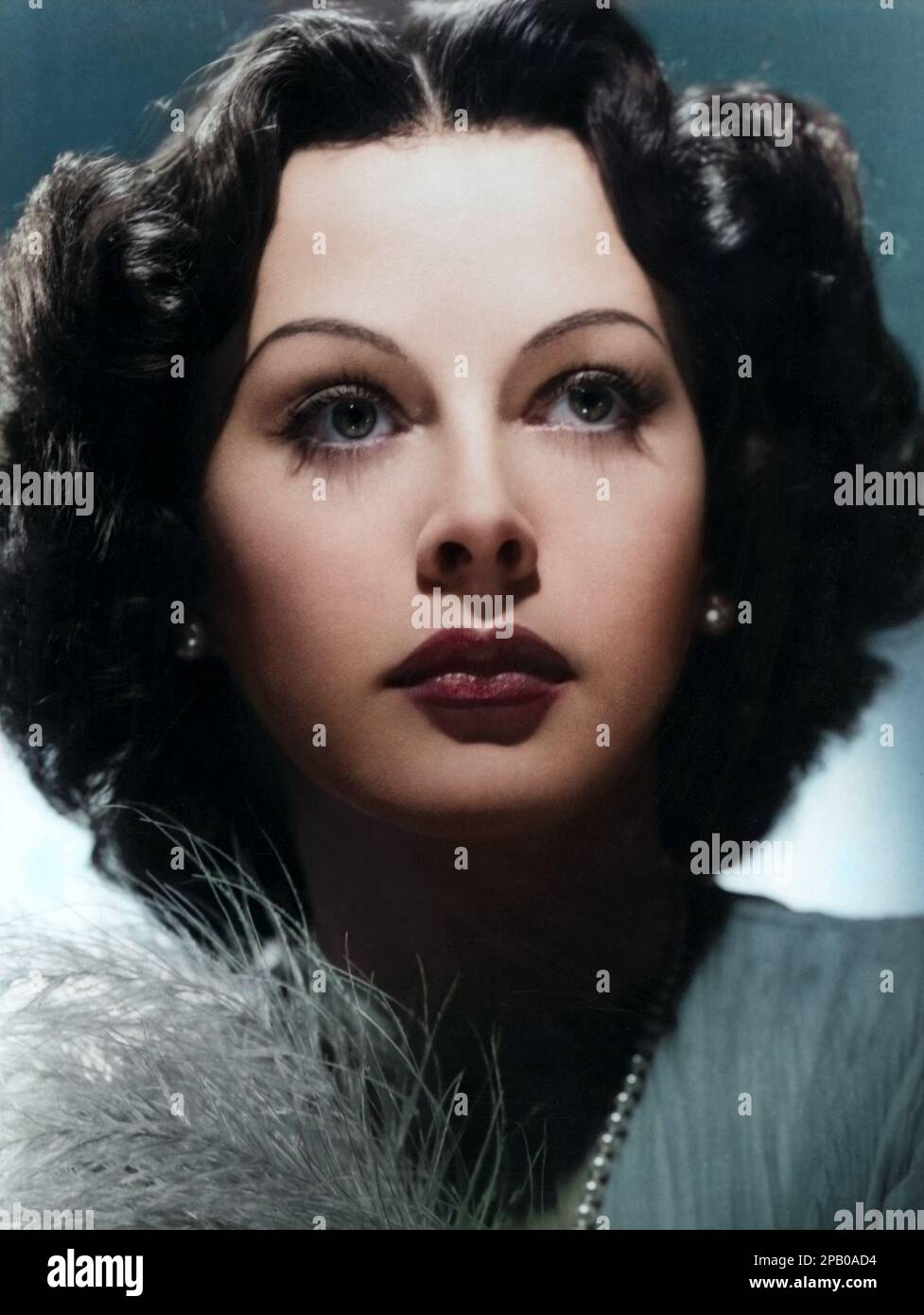Hedy Lamarr in "Boom Town" by Laszlo Willinger (MGM, 1940) publicity photo colorized Stock Photo ...