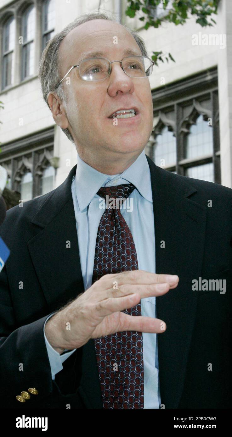 University of Chicago professor Roger B. Myerson talks to reporters on ...