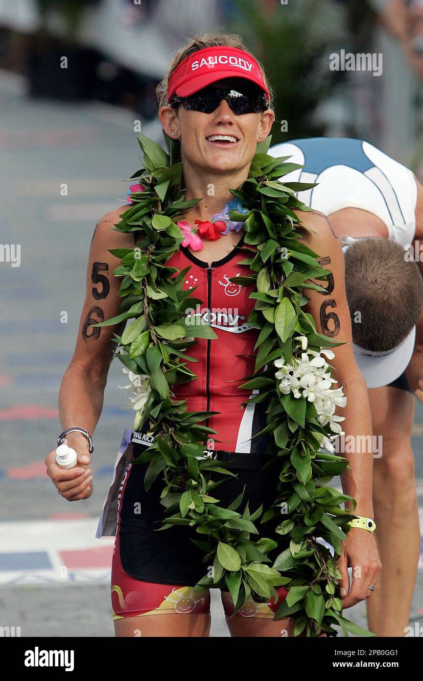 Kate Major smiles after finishing third in the women's Ironman ...