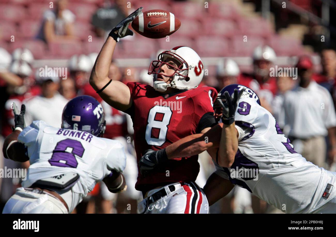 Stanford wide receiver Evan Moore (8) catches the ball in front of TCU ...