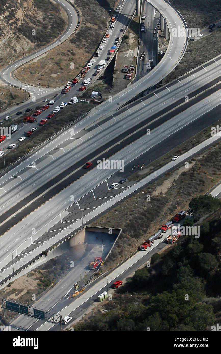 The Interstate 5 freeway is closed in both directions at the Newhall ...