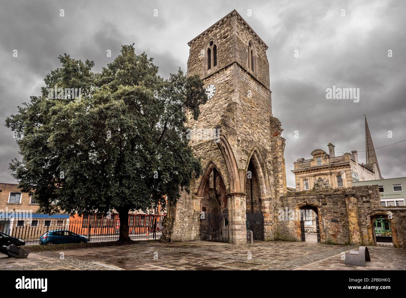 Southampton, March 10th 2023: The remains of Holy Rood Church Stock ...