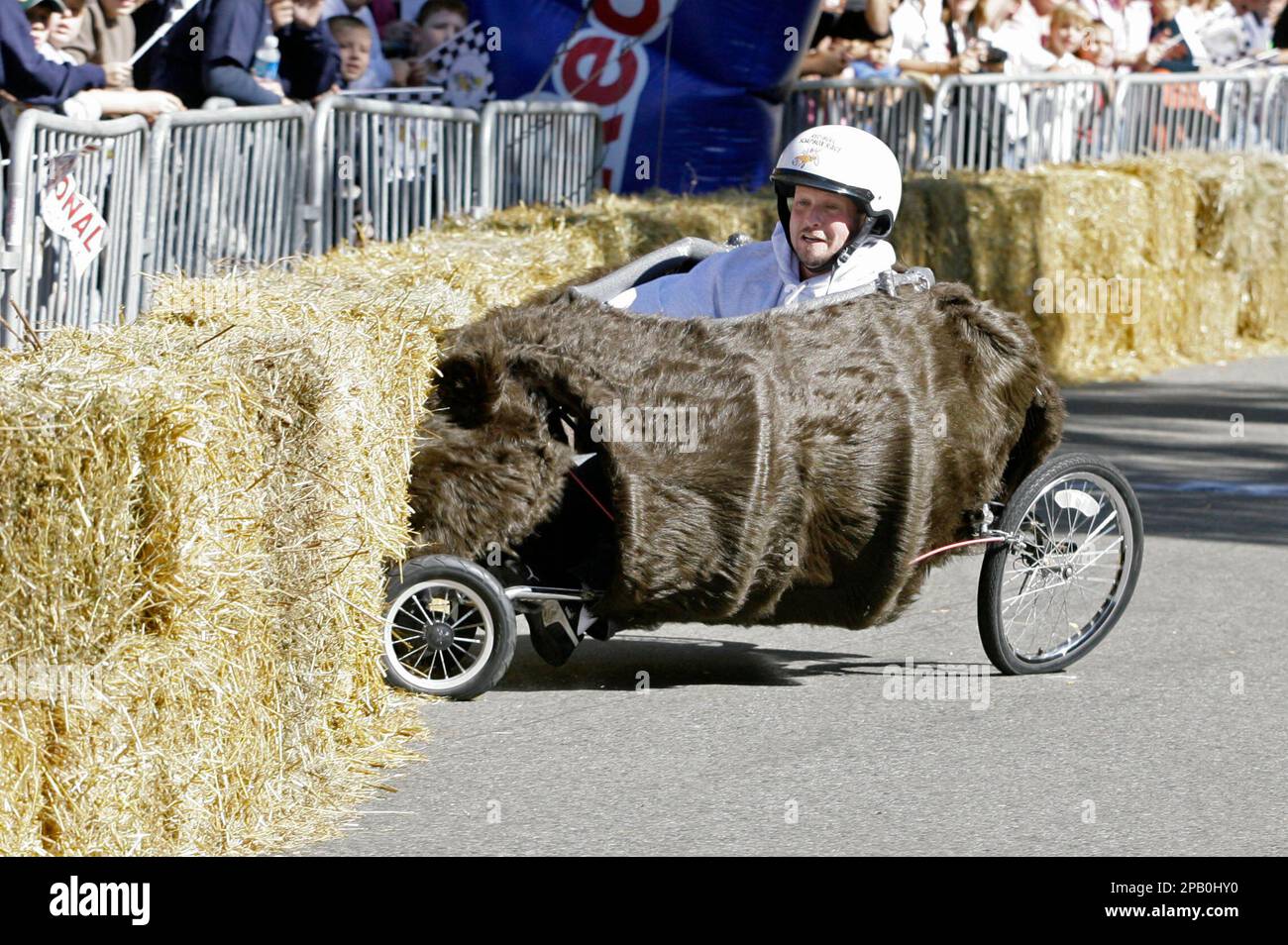 Scott Cassidy, from Ottawa, Ontario, crashes his soapbox racer Canadian ...