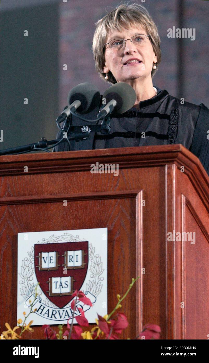 Drew Gilpin Faust speaks during a ceremony where she was formally ...