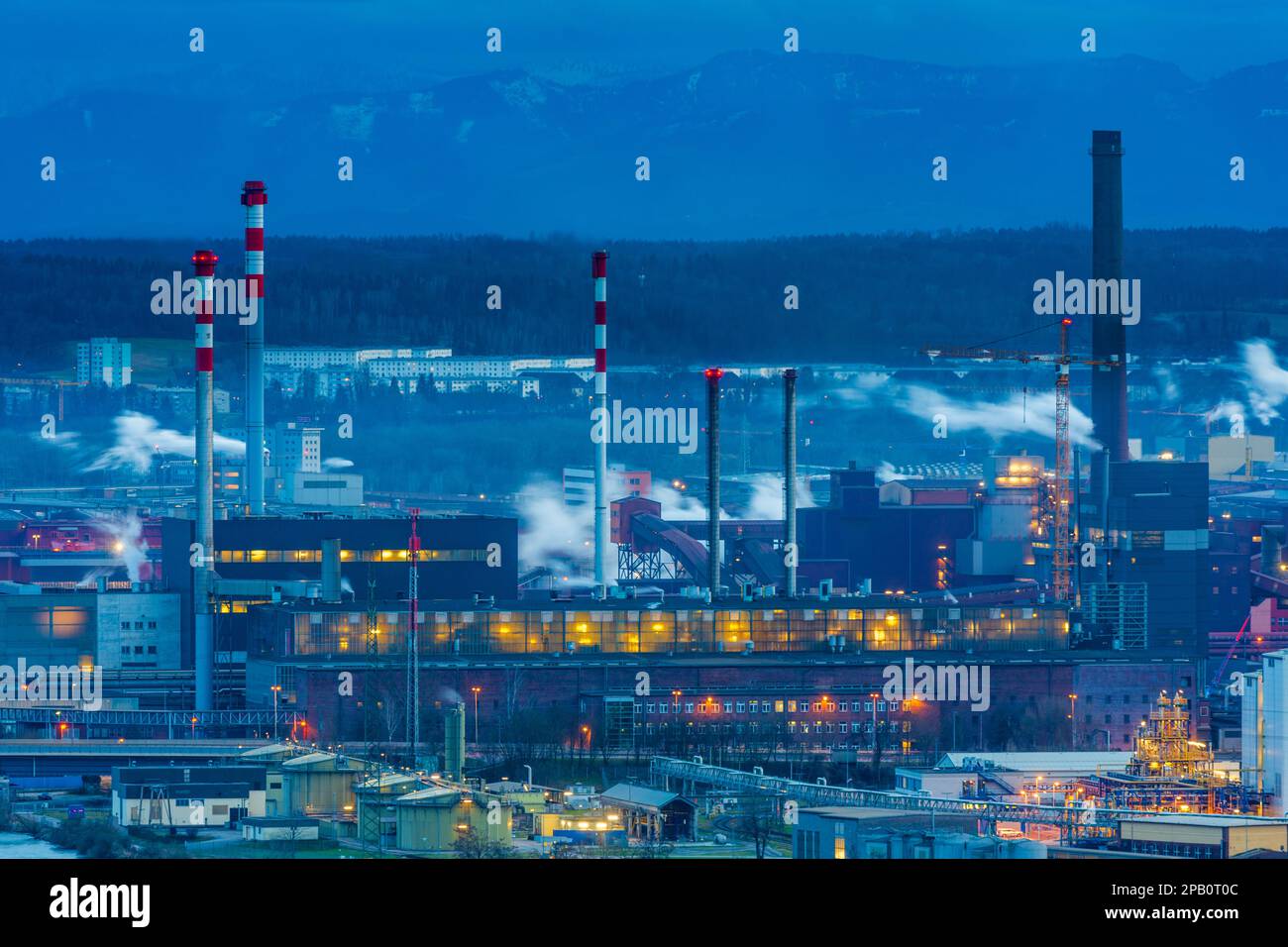 Linz: Voestalpine steelworks, Chemiepark Linz with company Borealis AG ...