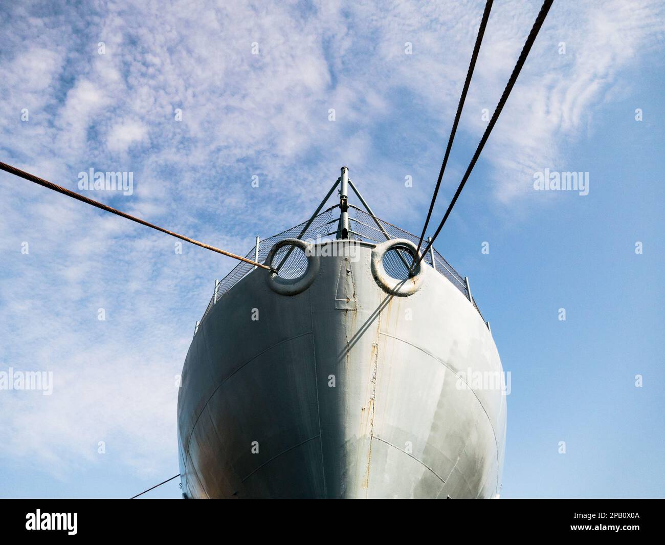 Battleship USS North Carolina docked at Wilmington, NC. Close-up view ...