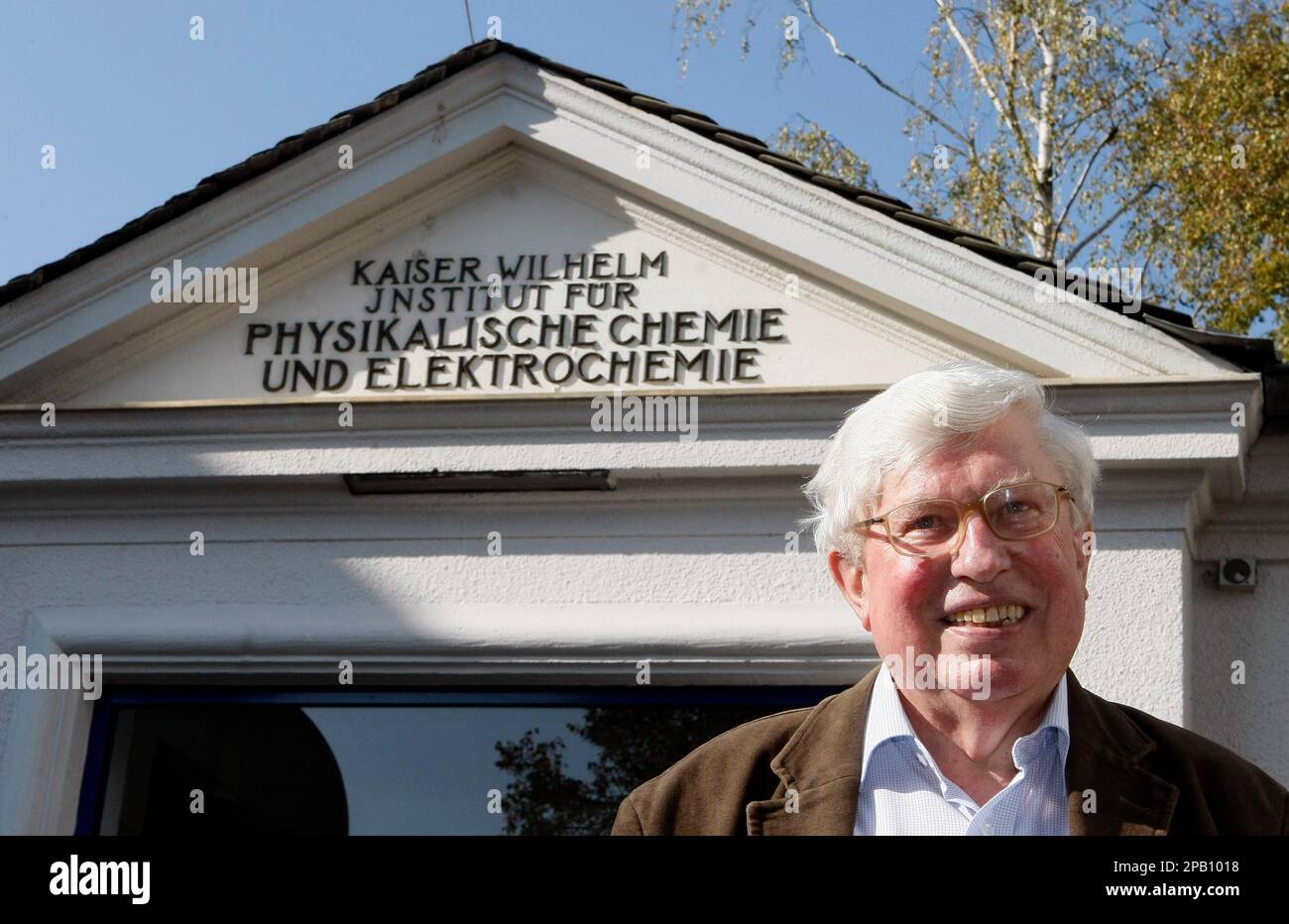 German, Gerhard Ertl poses for a portrait in front of the Fritz-Haber ...