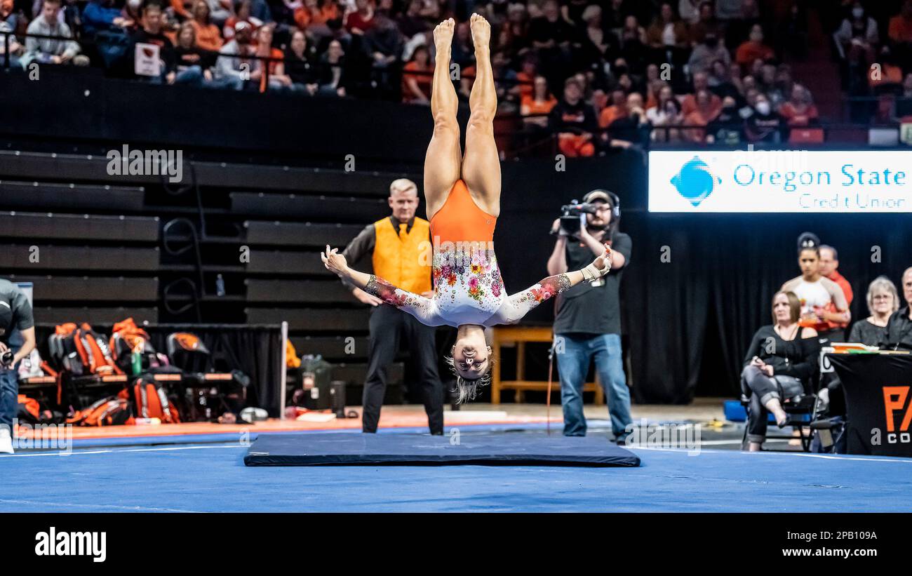 Corvallis, USA. 11th Mar, 2023. Oregon State's Madi Dagen placed second ...