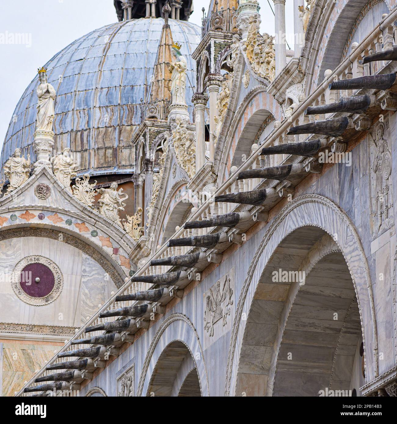 Venice, Italy - 14 Nov, 2022: Gilded domes of the Basilica di San Marco ...