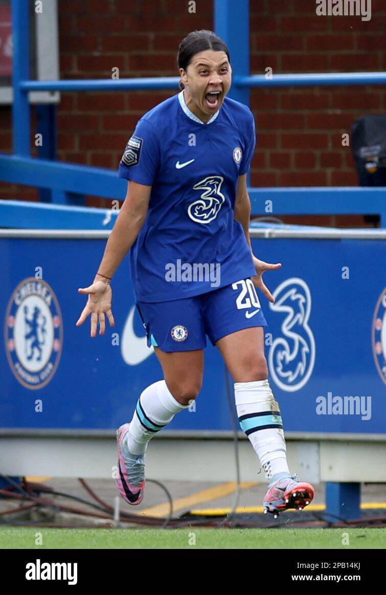 Chelsea’s Sam Kerr celebrates scoring her sides first goal during the ...