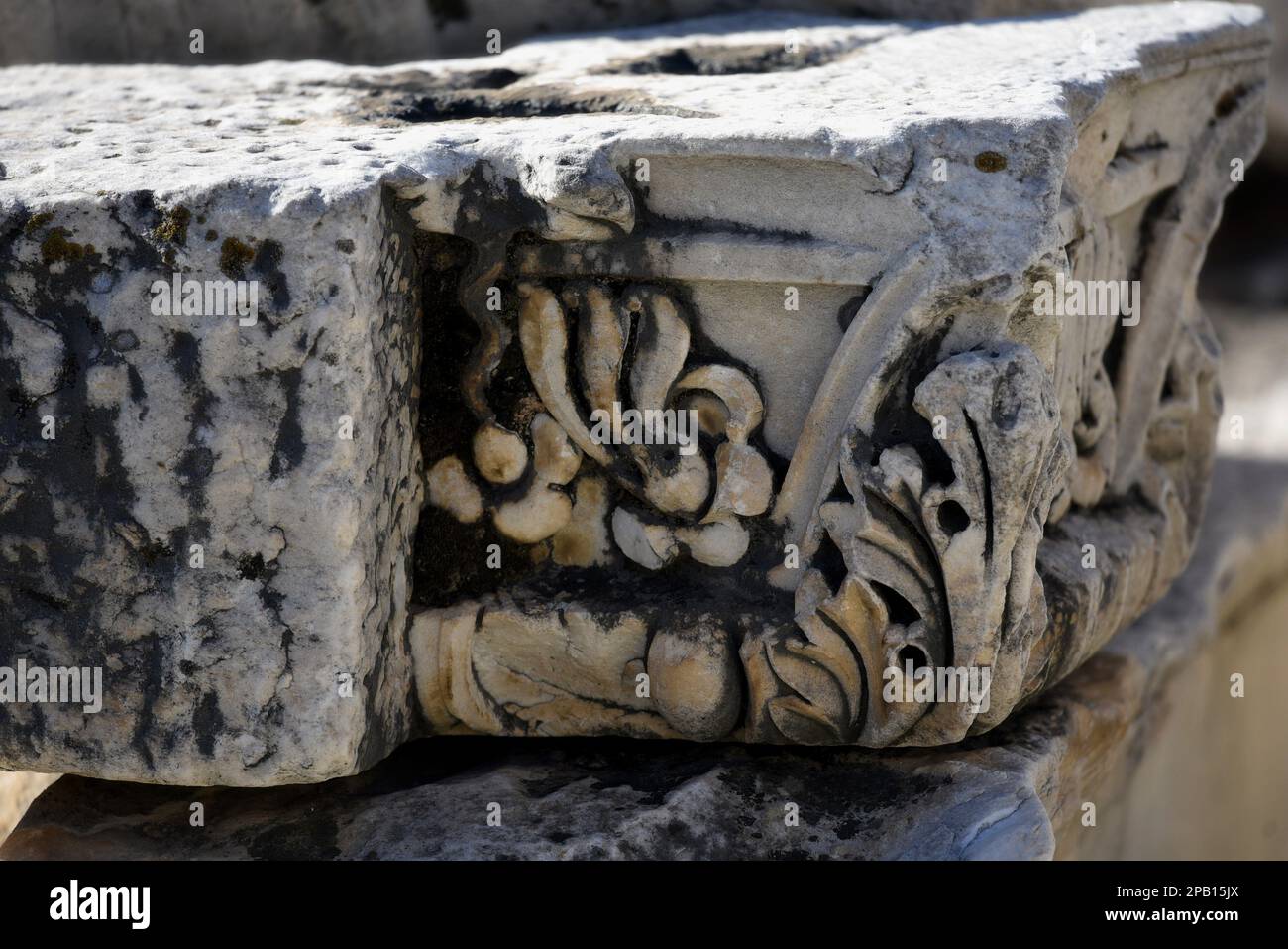 Ancient sculpted marble ruins at the Archaeological Site of Eleusis in ...