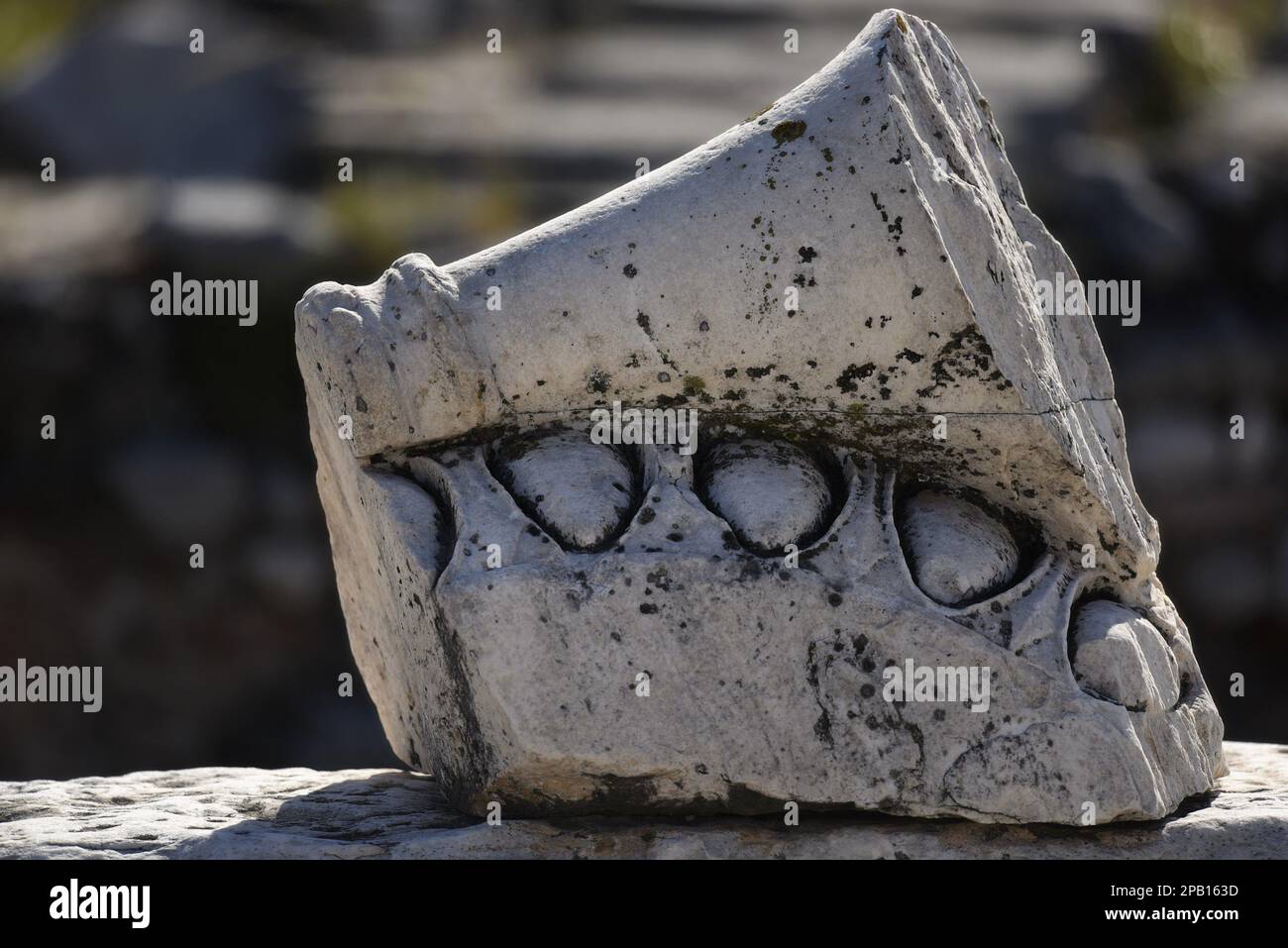 Ancient sculpted marble ruins at the Archaeological Site of Eleusis in ...