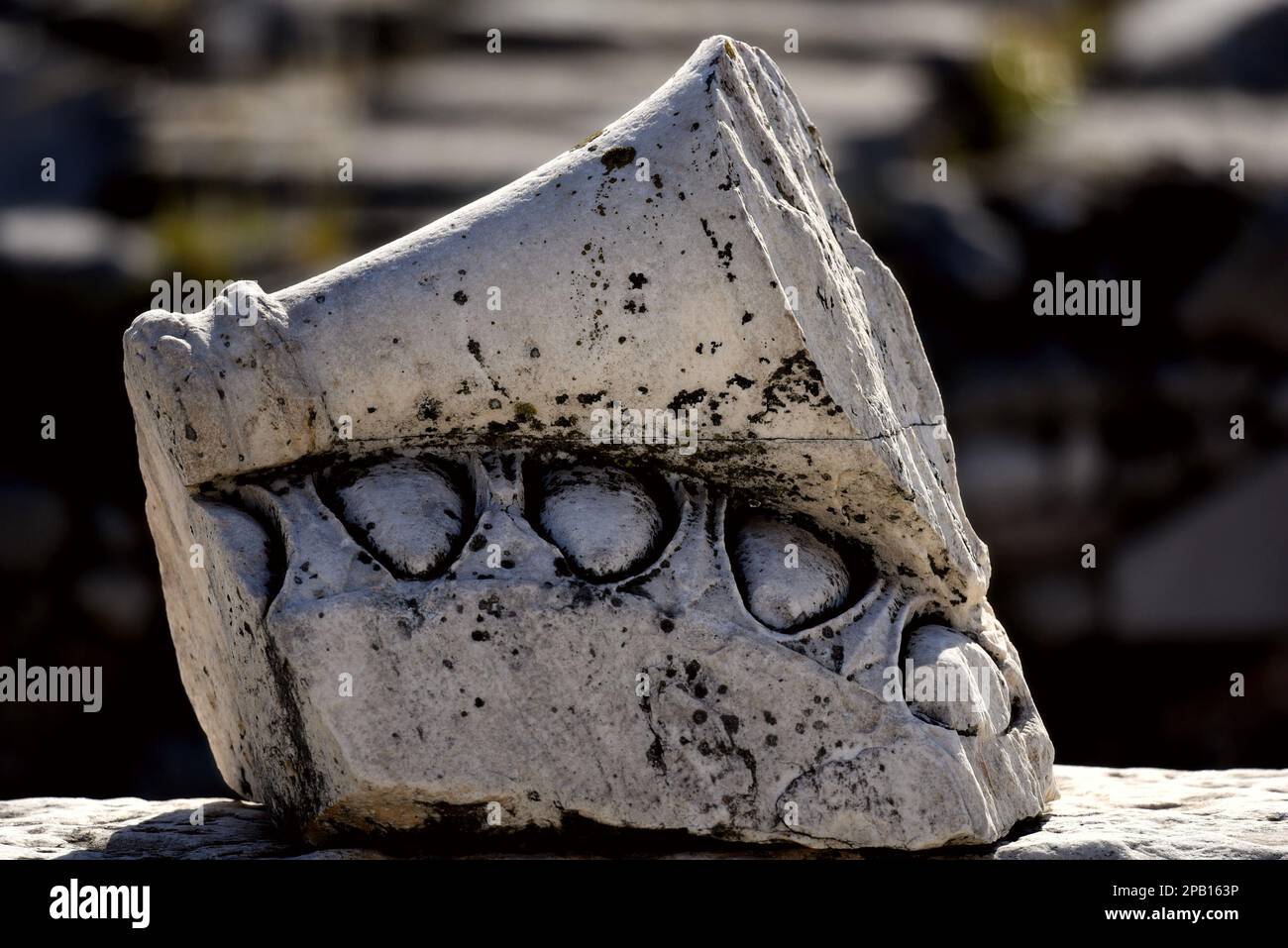 Ancient sculpted marble ruins at the Archaeological Site of Eleusis in ...