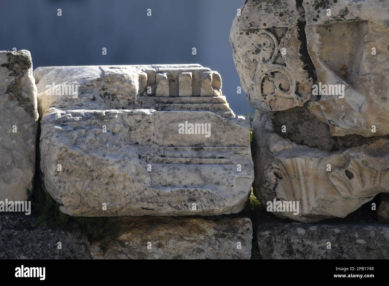 Ancient sculpted marble ruins at the Archaeological Site of Eleusis in ...