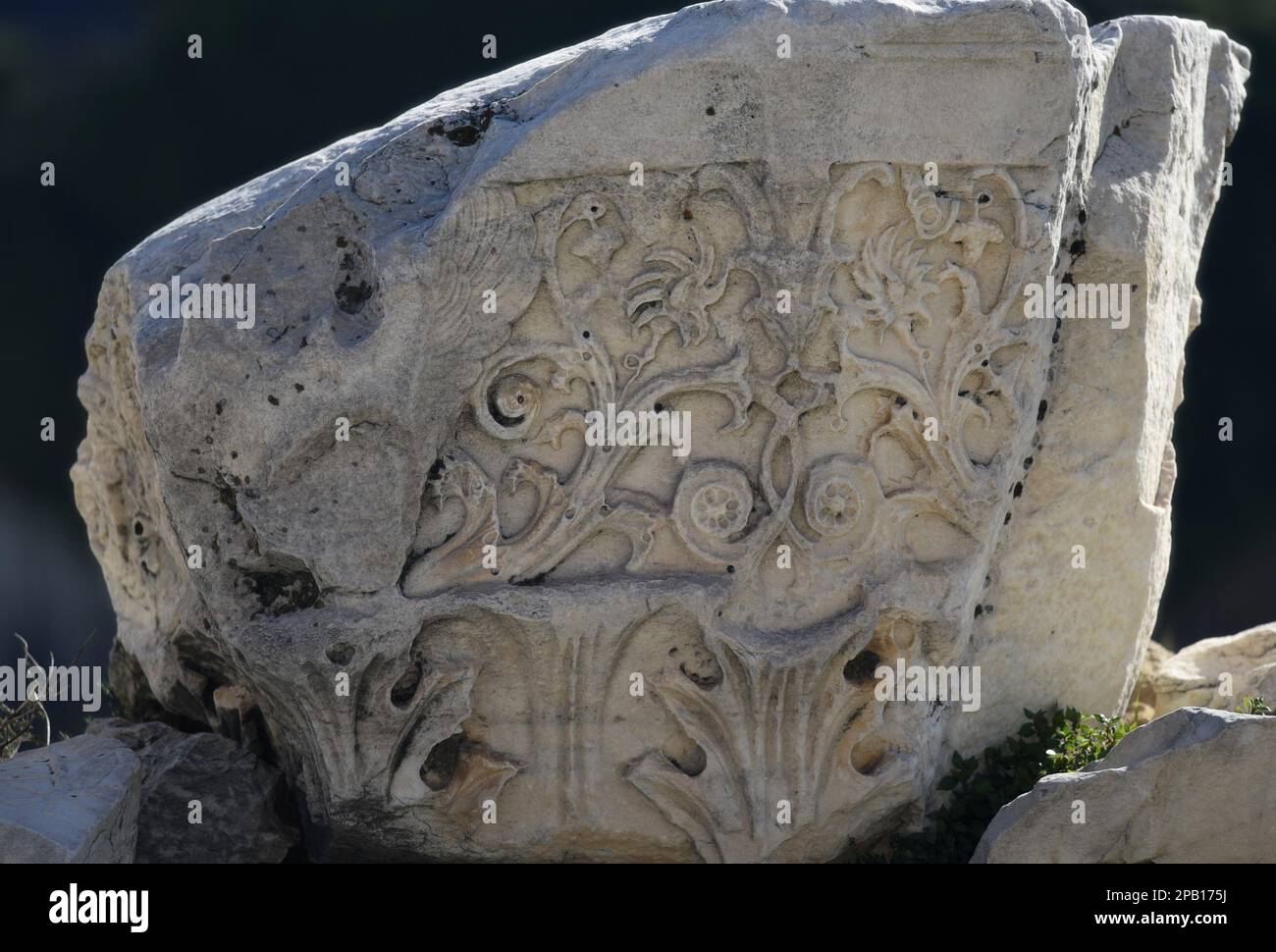 Ancient sculpted marble ruins at the Archaeological Site of Eleusis in ...