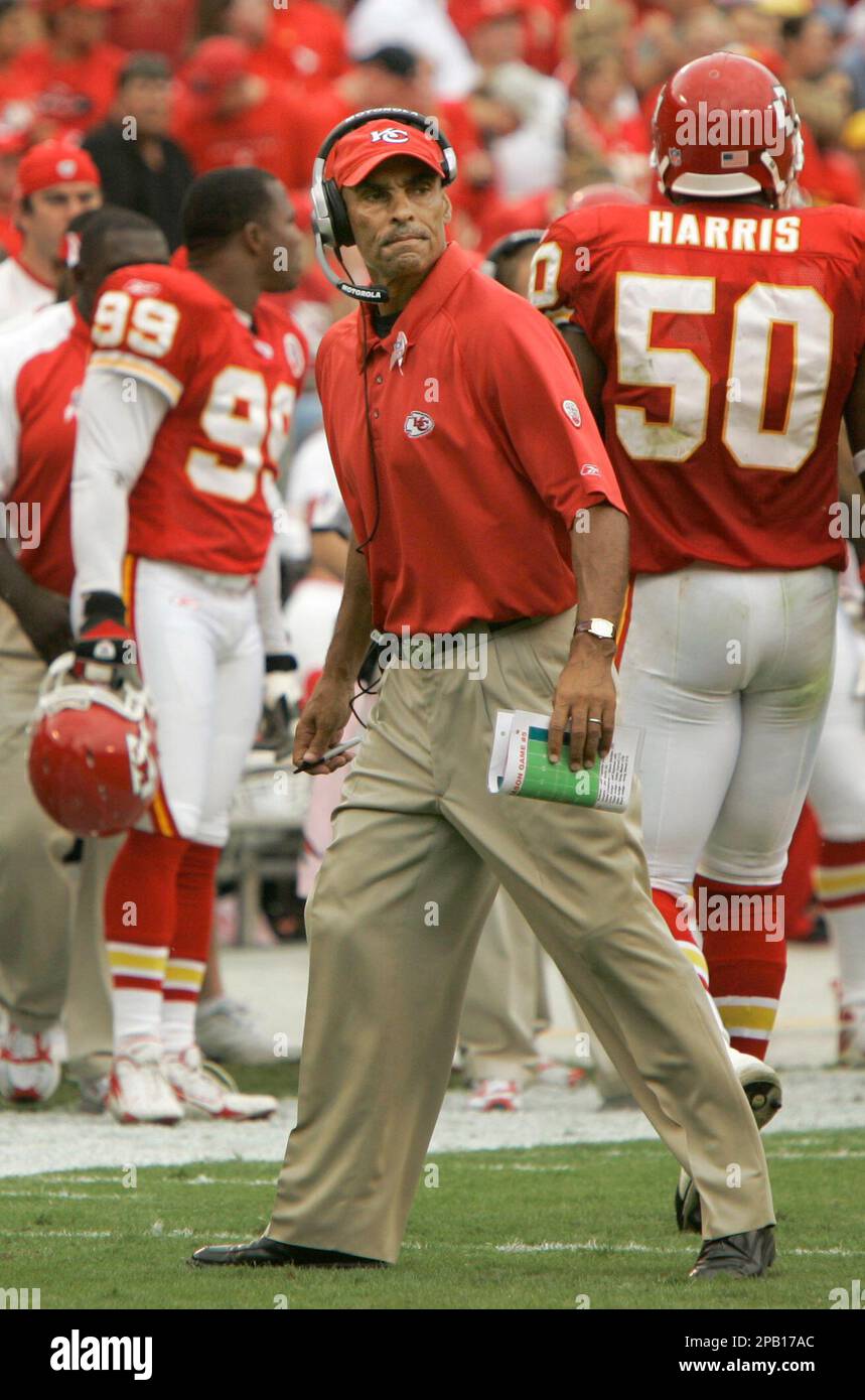 Kansas City Chiefs head coach Herm Edwards watches during the first ...