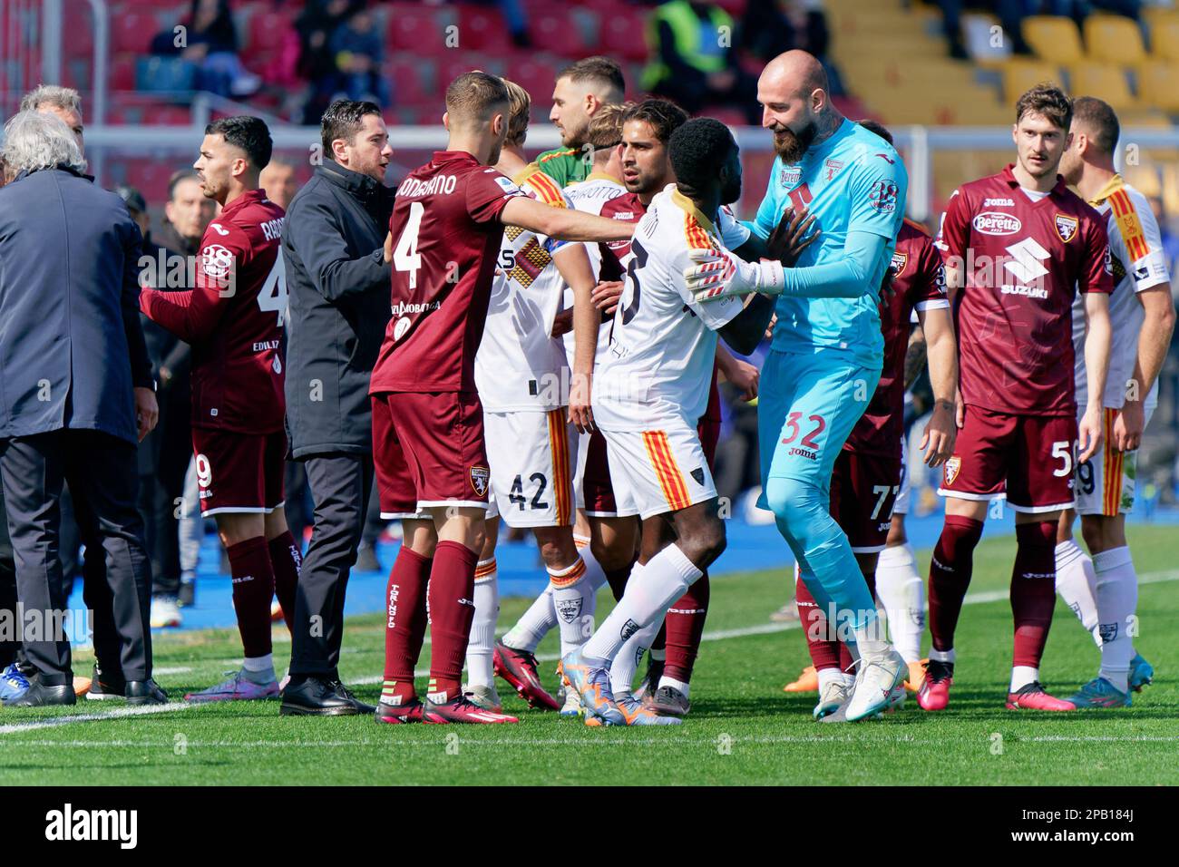 Lecce, Italy. 12th Mar, 2023. Vanja Milinkovic-Savic (Torino FC) and ...