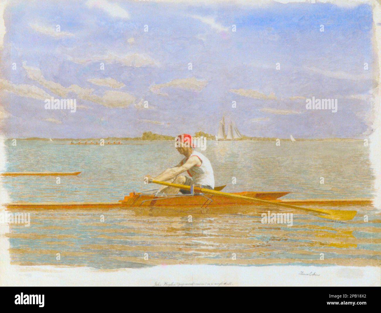 Thomas Eakins - John Biglin in a Single Scull - c1873-1874 Stock Photo ...