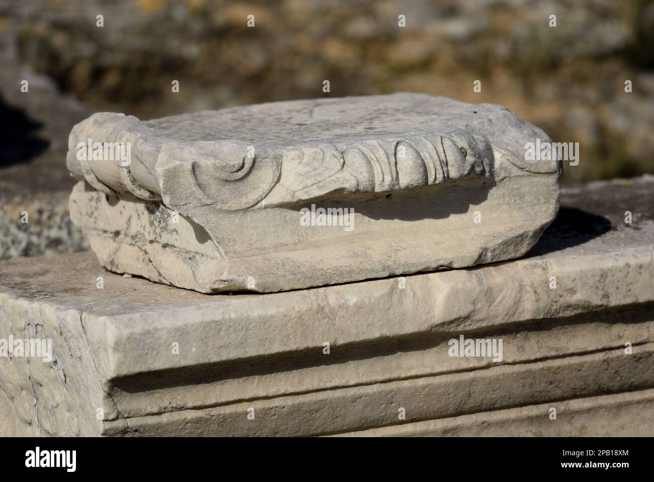 Ancient sculpted marble ruins at the Archaeological Site of Eleusis in ...