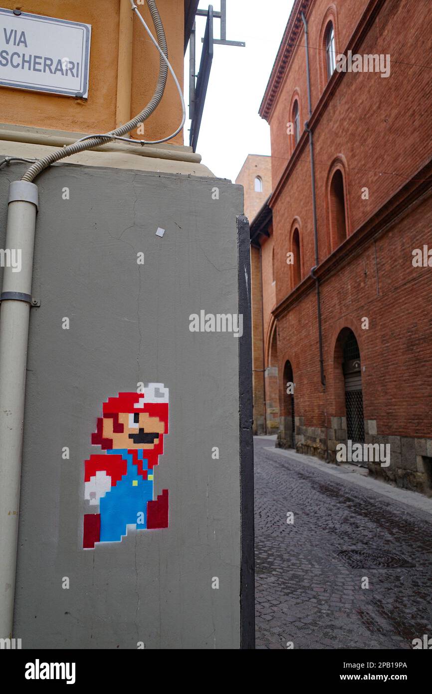 Bologna, Italy - 16 Nov 2022: Super Mario street art graffiti Stock ...