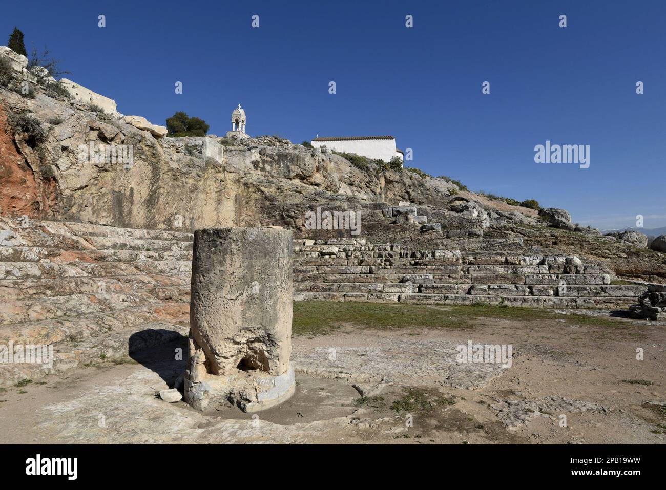 Scenic view of the classical Telesterion ancient remains worship place ...