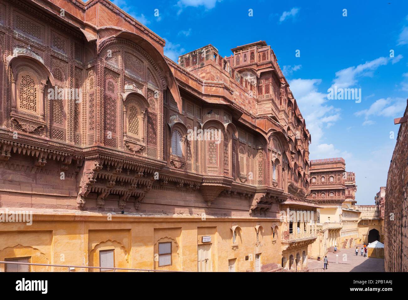 Jharokha, stone window projecting from the wall, in an upper story ...