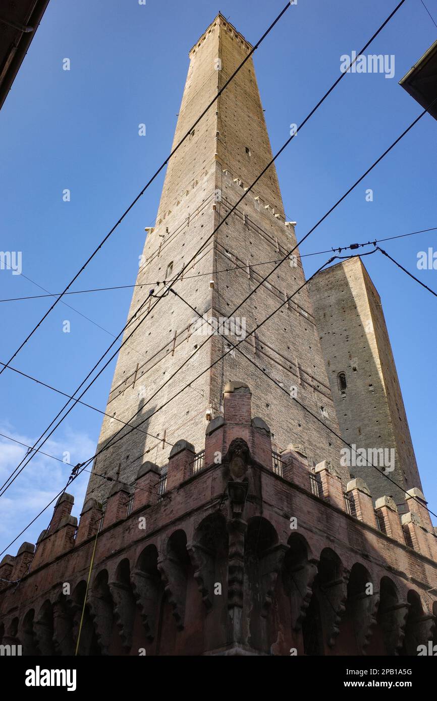 Bologna, Italy - 16 Nov, 2022: The two famous falling towers of ...