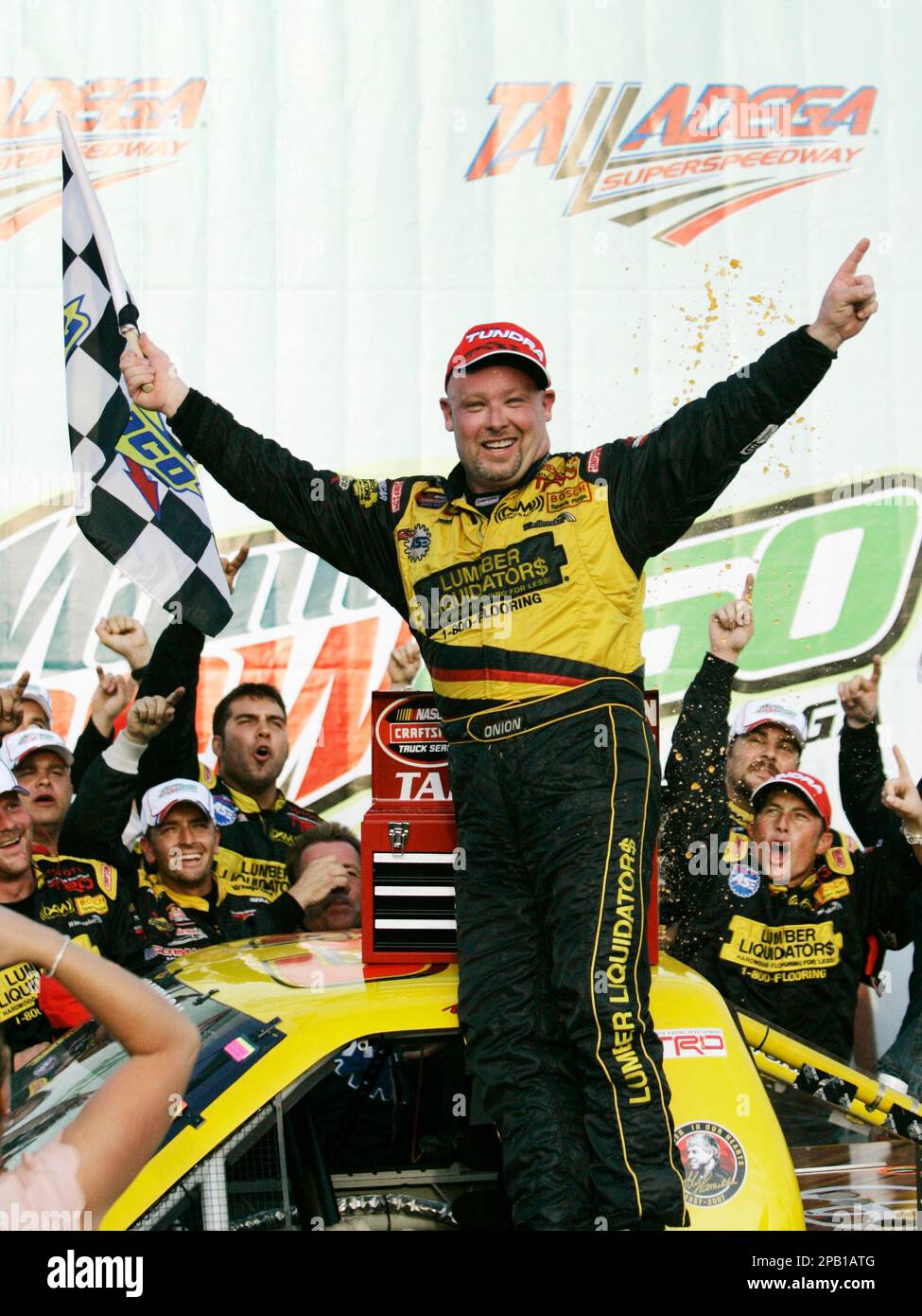 Todd Bodine celebrates winning the NASCAR Craftsman Truck Series ...
