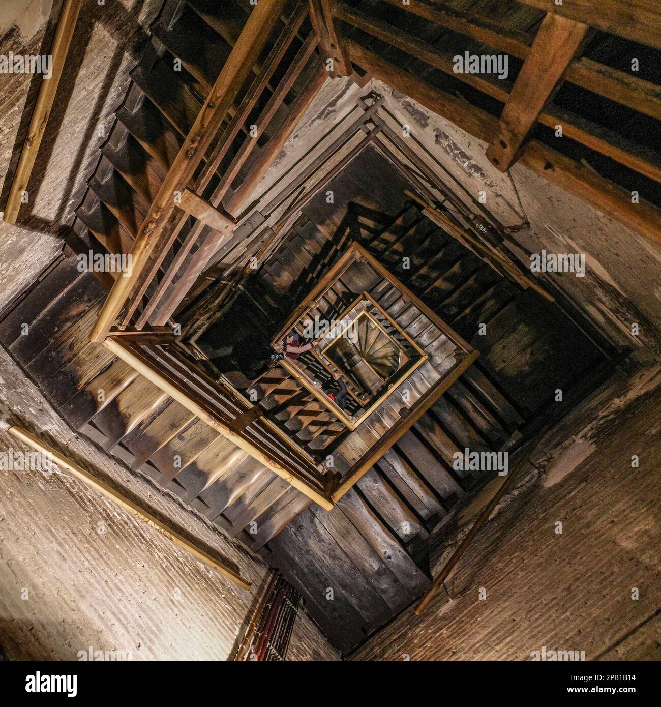 Bologna, Italy - 17 Nov, 2022: Inside the wooden staircase of the ...