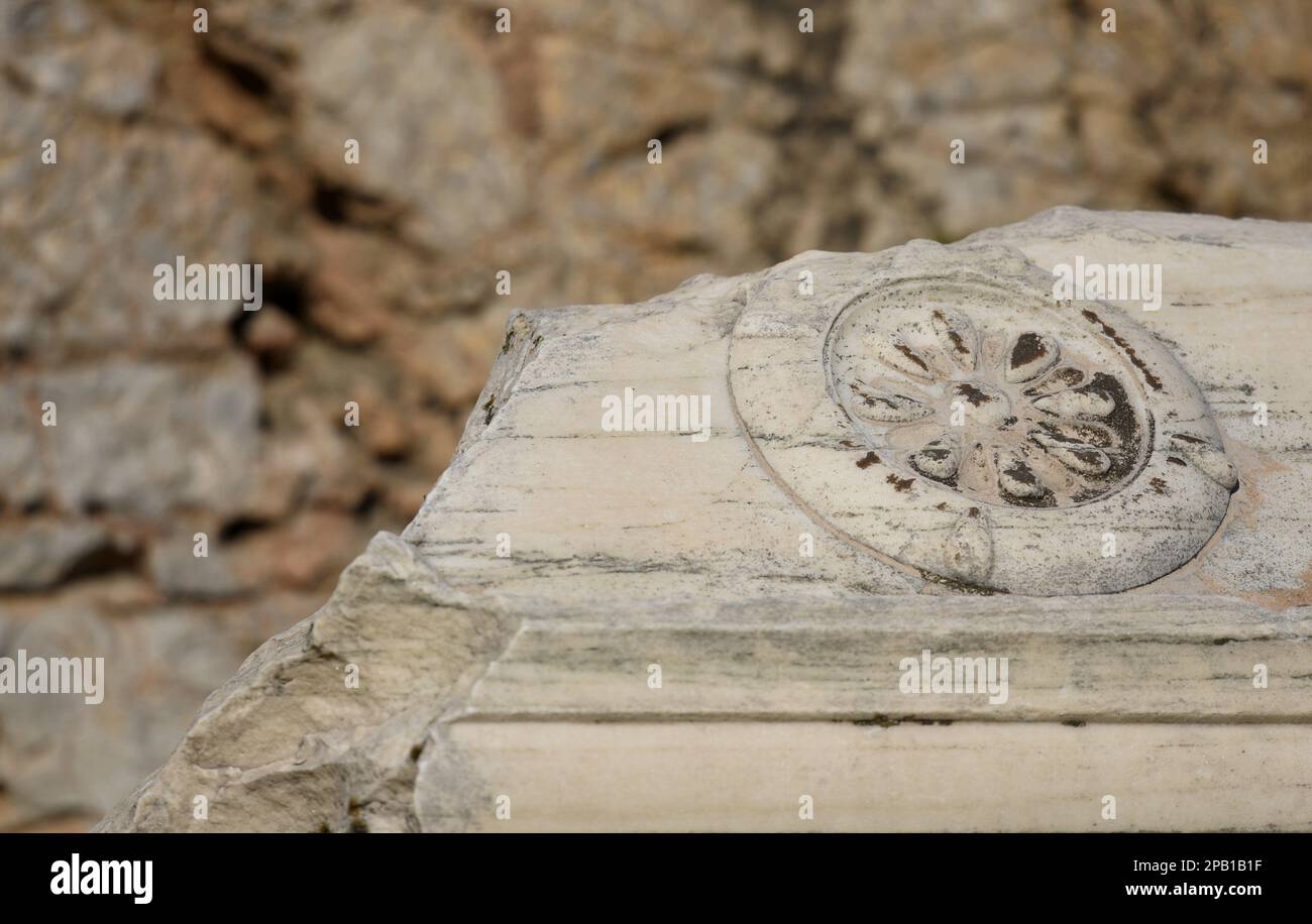 Ancient sculpted marble ruins at the Archaeological Site of Eleusis in ...