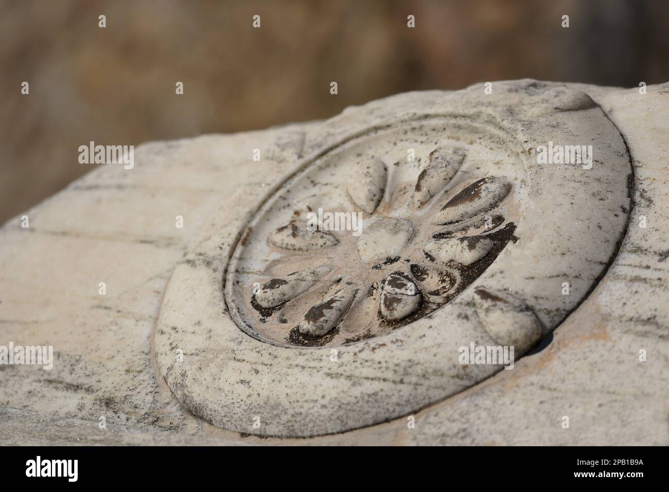 Ancient sculpted marble ruins at the Archaeological Site of Eleusis in ...