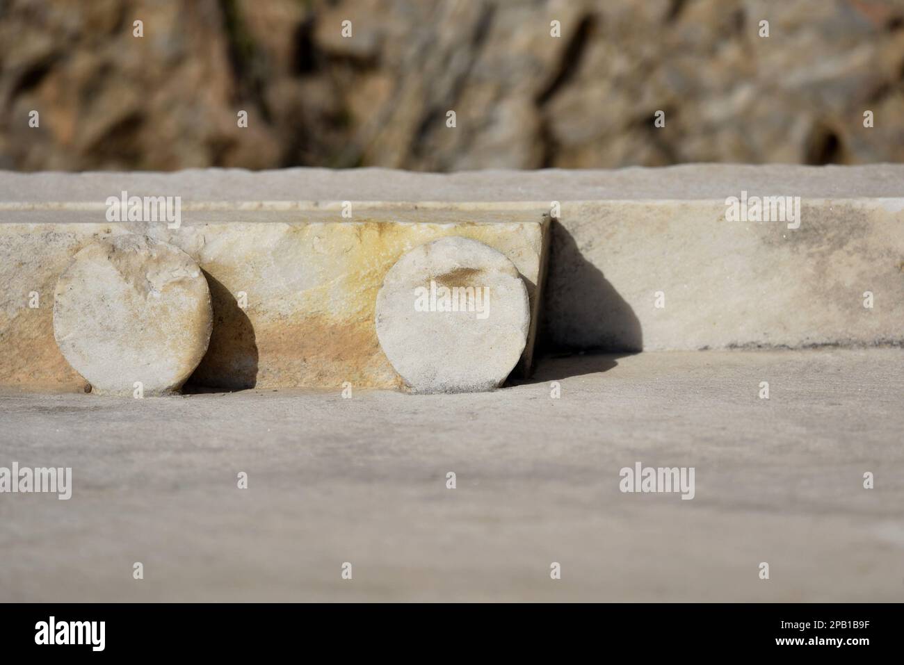 Ancient sculpted marble ruins at the Archaeological Site of Eleusis in ...