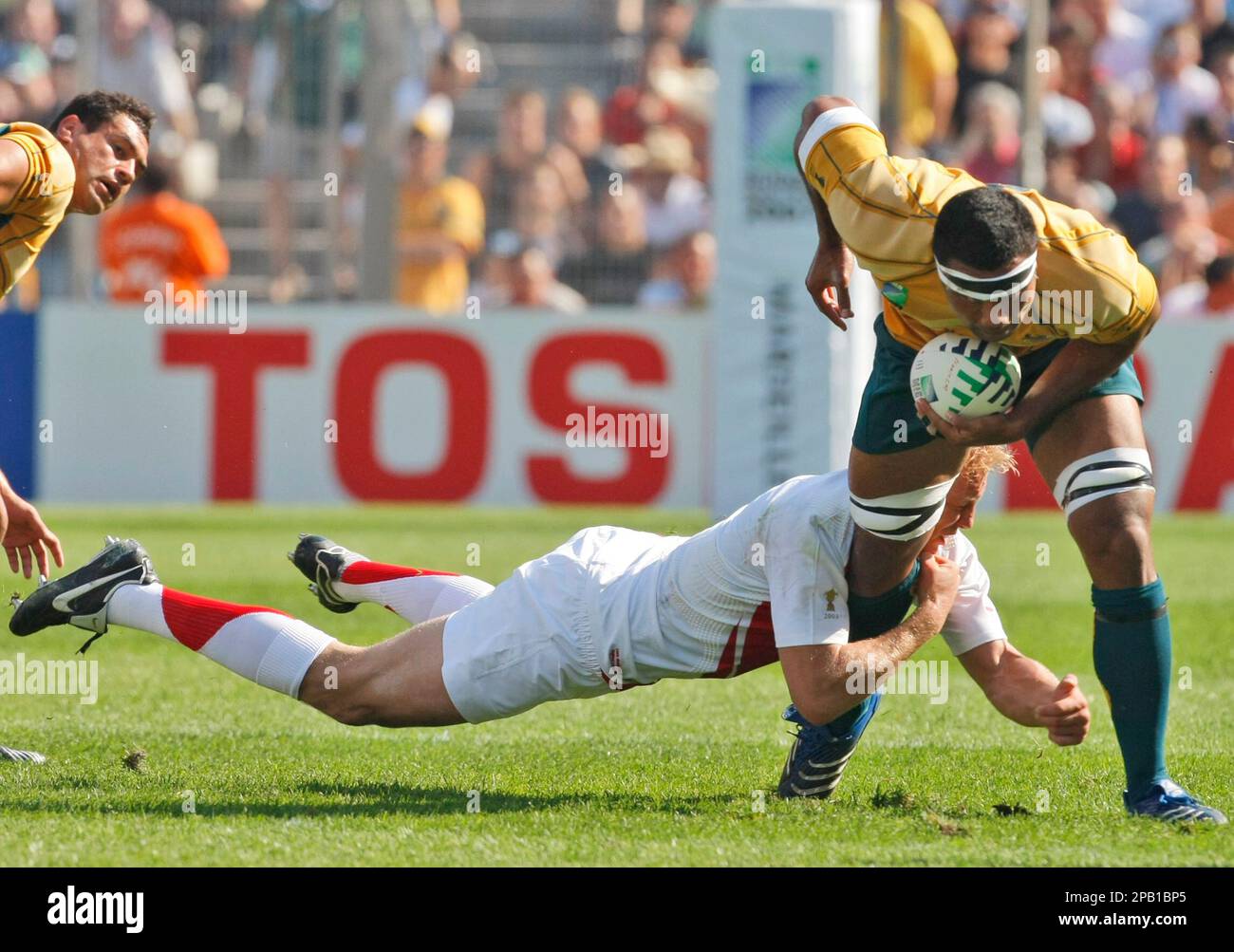 England's Jonny Wilkinson tackles Australia's Wycliff Palu during the ...