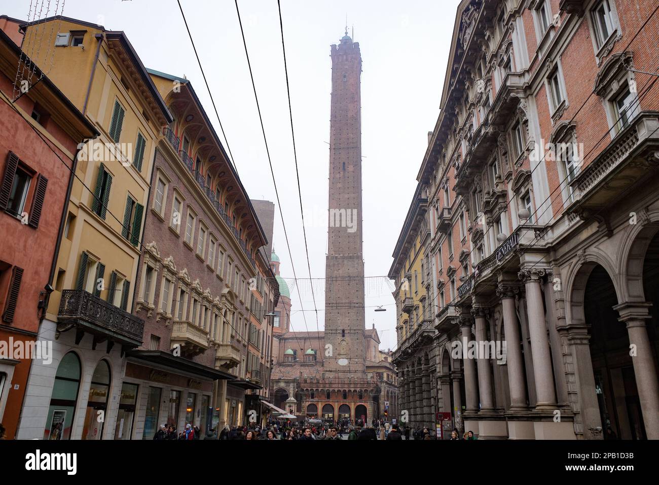 Bologna, Italy - 16 Nov, 2022: The two famous falling towers of ...