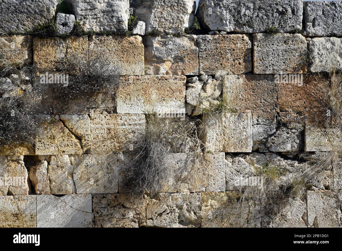 Ancient tephrocyan Eleusinian stone wall known as "Lycurgio"at the ...
