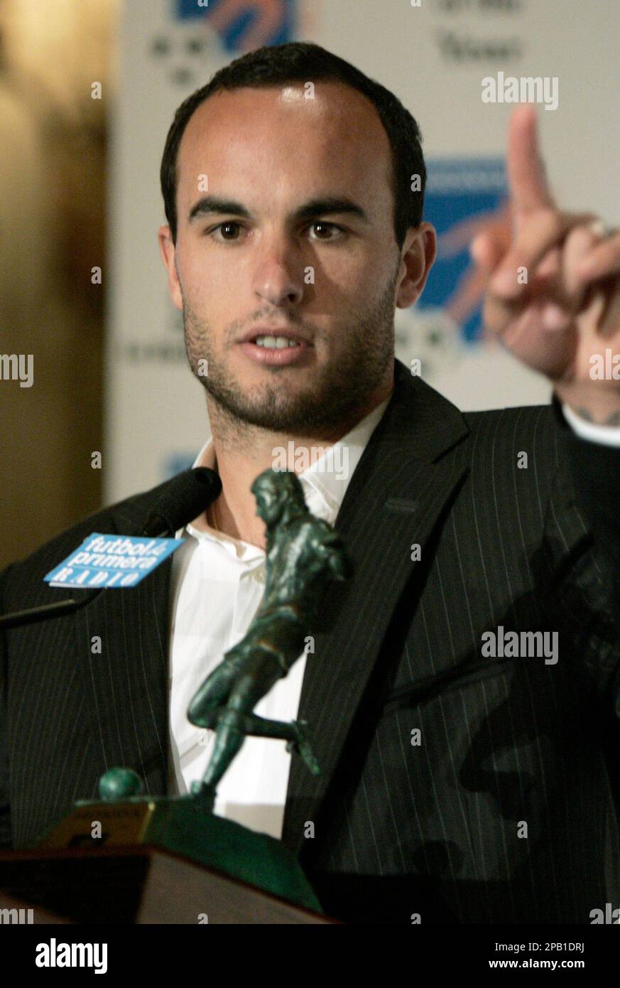 Landon Donovan of the MLS Los Angeles Galaxy soccer team poses speaks ...