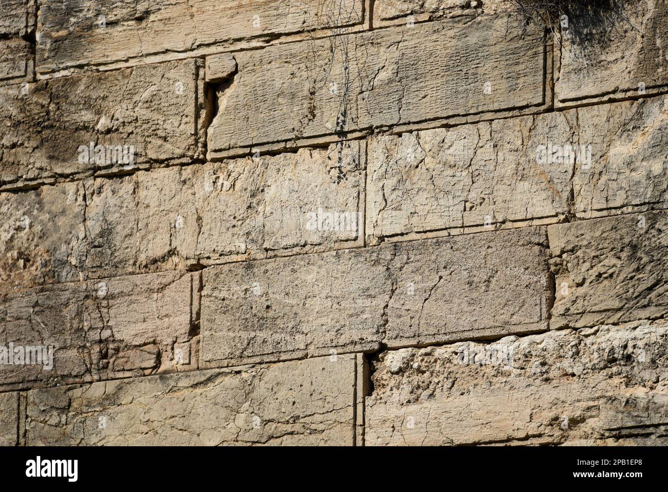Ancient tephrocyan Eleusinian stone wall known as "Lycurgio"at the ...