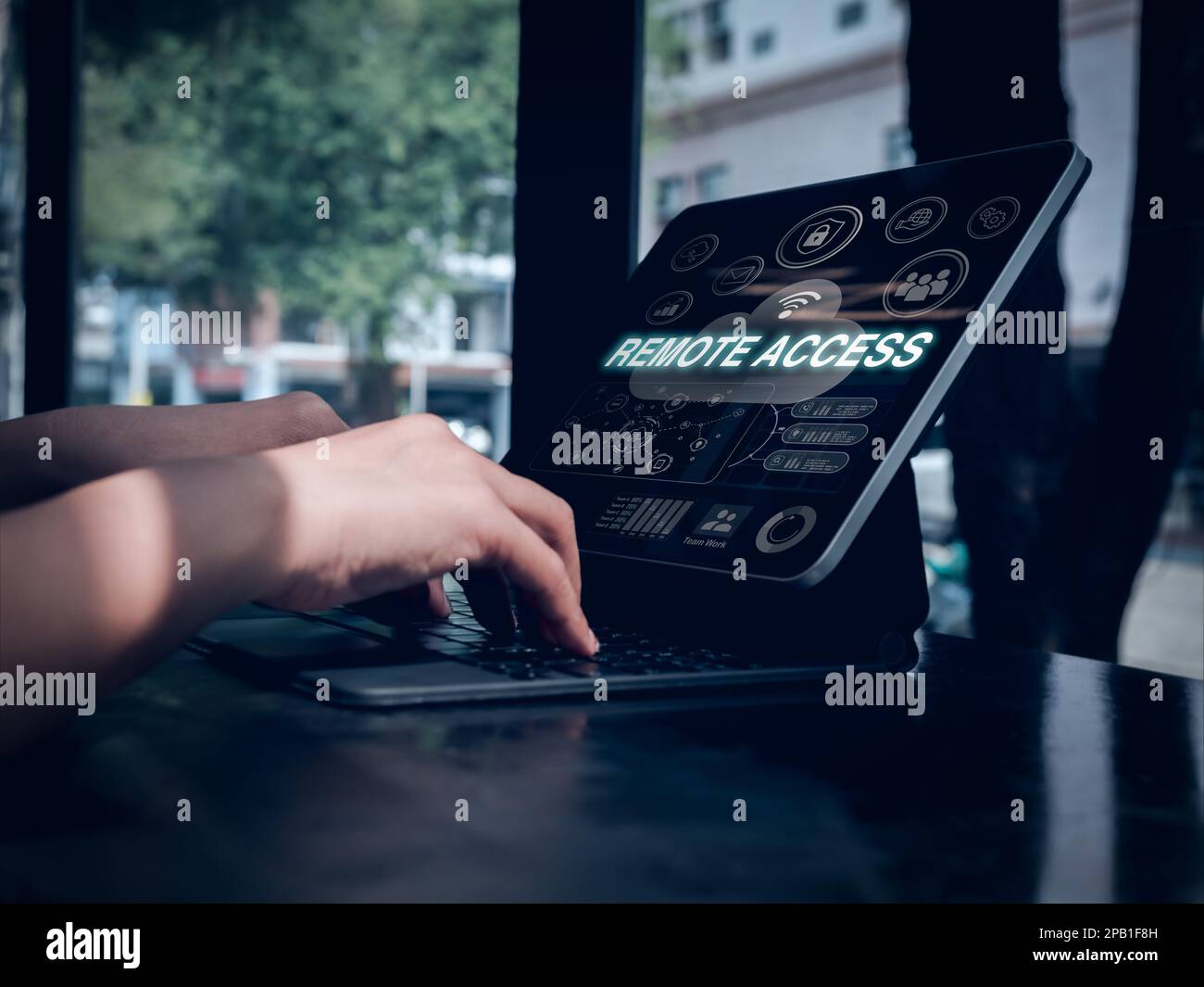Remote access technology connection via internet on cloud storage for ...