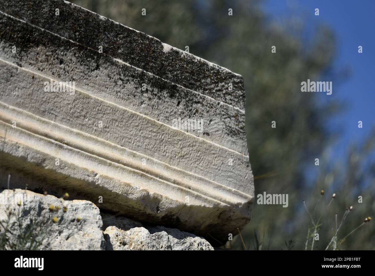 Ancient marble ruins at the Archaeological site of Goddess Demeter in ...