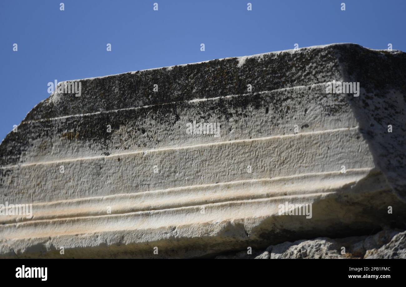 Ancient marble ruins at the Archaeological site of Goddess Demeter in ...