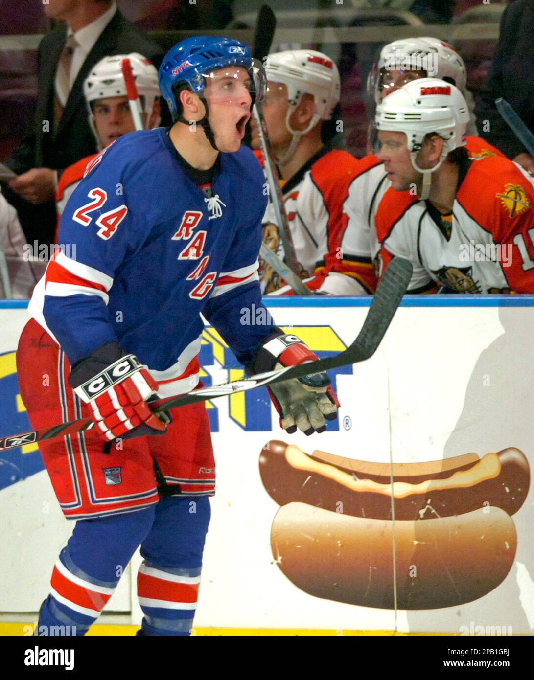 New York Rangers' Ryan Callahan (24) celebrates his goal as he skates ...
