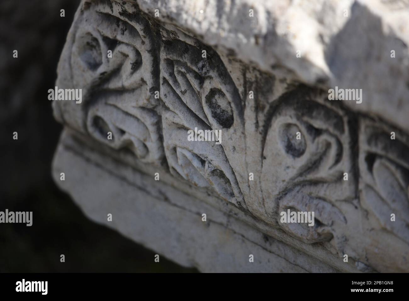Ancient sculpted marble ruins at the Archaeological Site of Eleusis in ...
